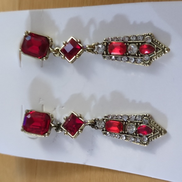 Jewelry | Art Deco Antique Vintage Ruby Red Rhinestone Earrings | Poshmark